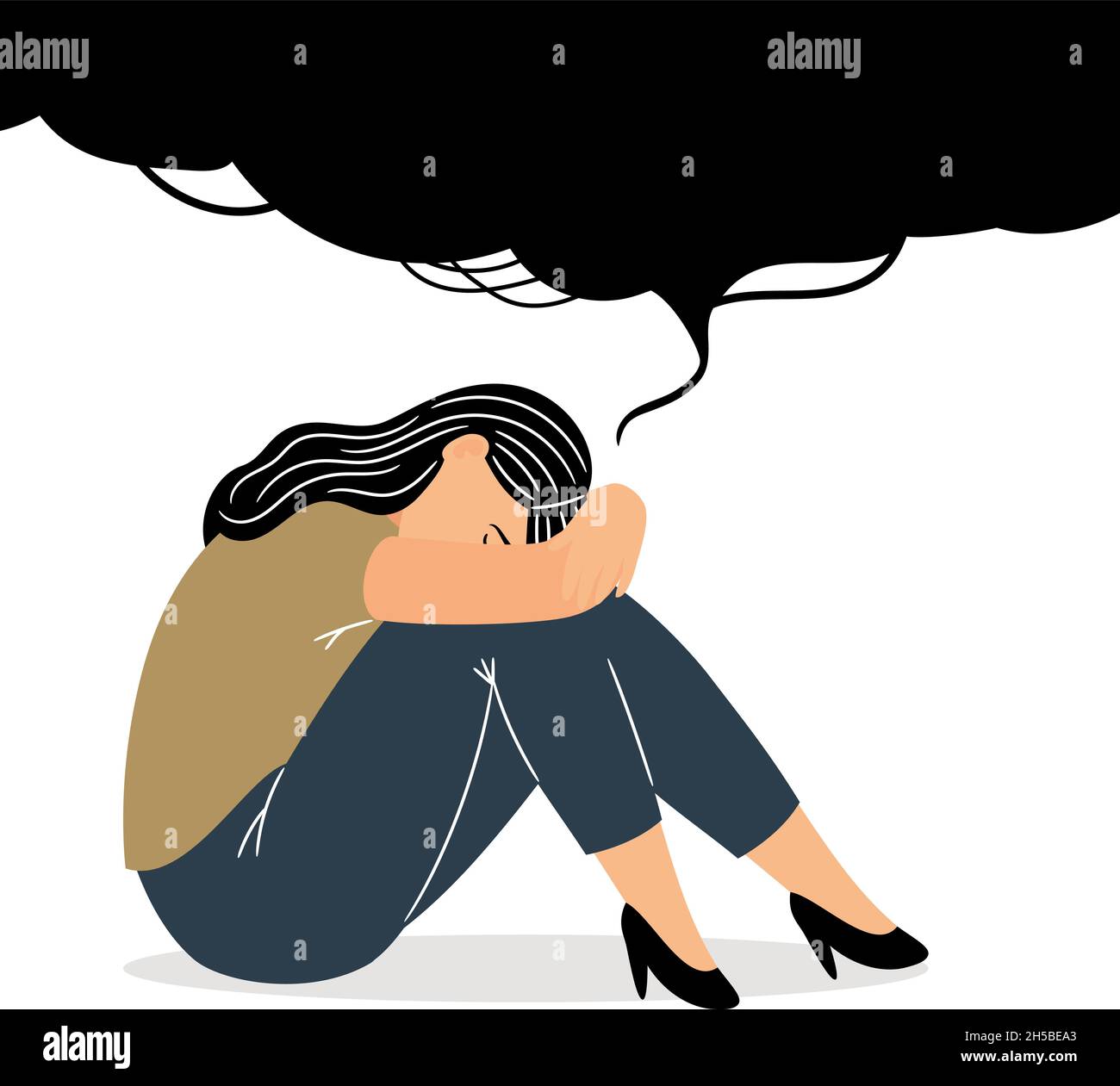 Cartoon Female Sad Emotion Sad Girl Cartoon Vector Art, Icons, And