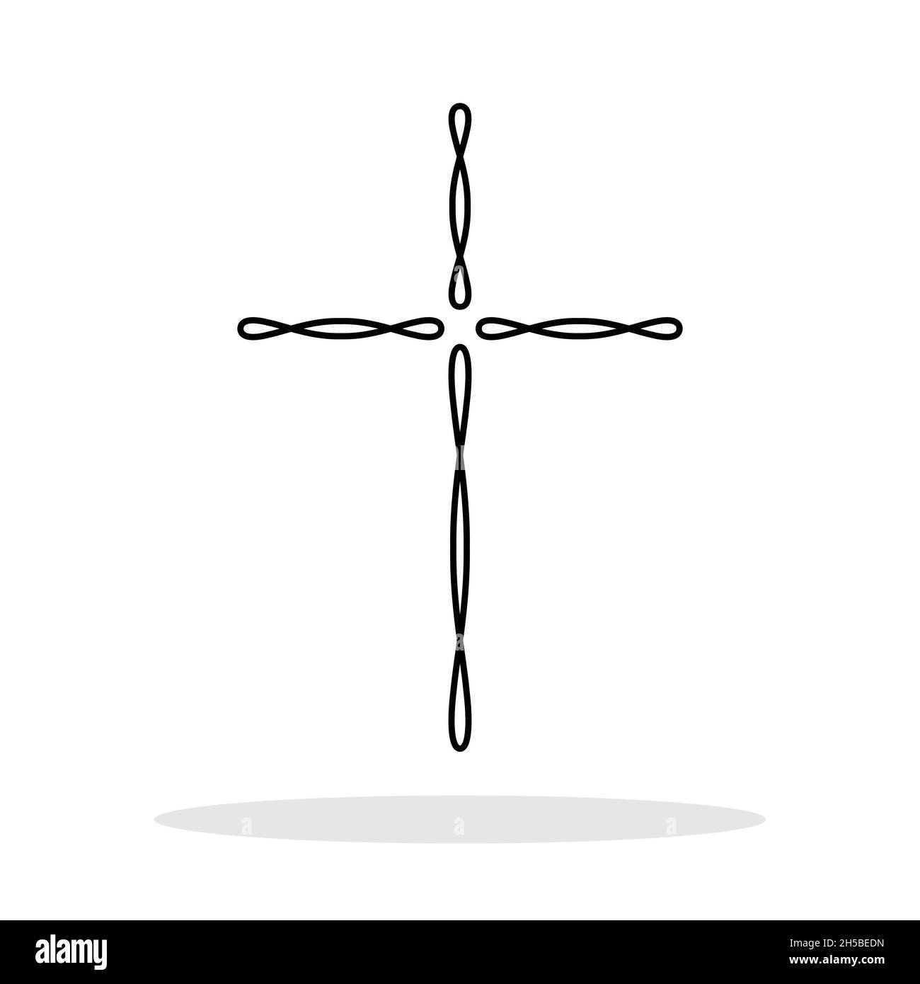 Cross icon. Religious cross on white background. Black church symbols ...