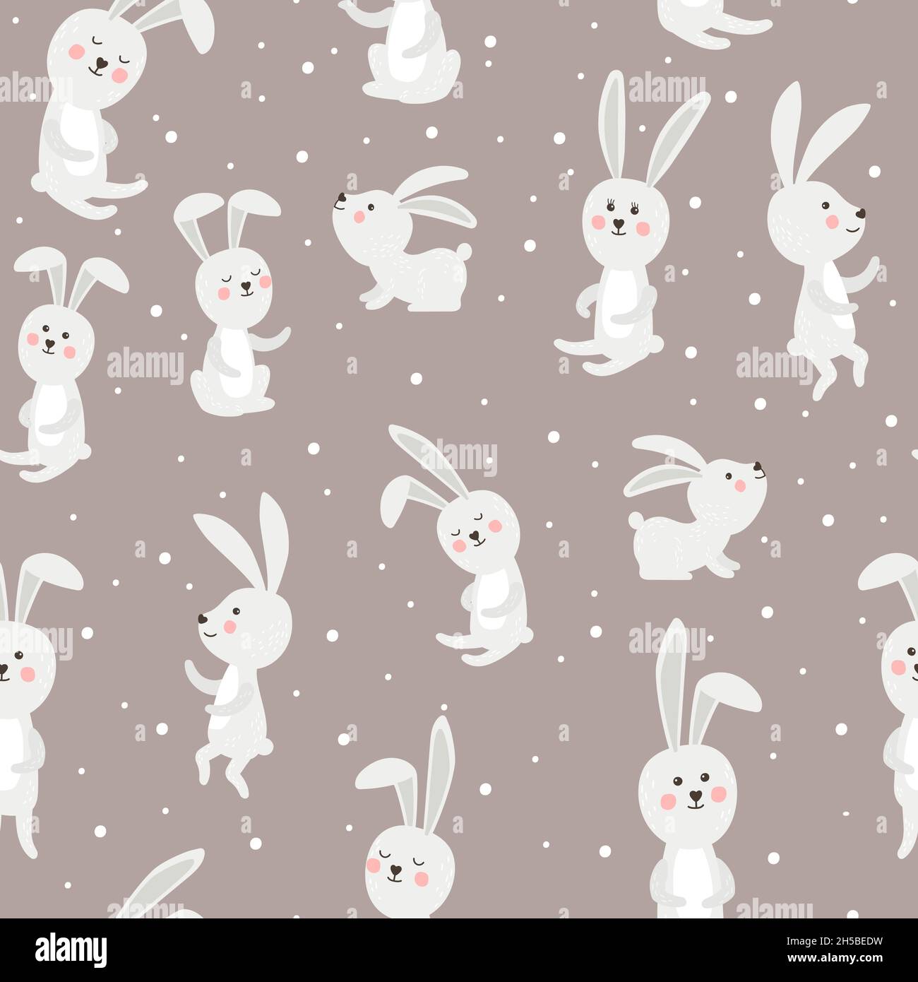 Cute rabbits seamless patters. Cartoon specials characters of happy ...