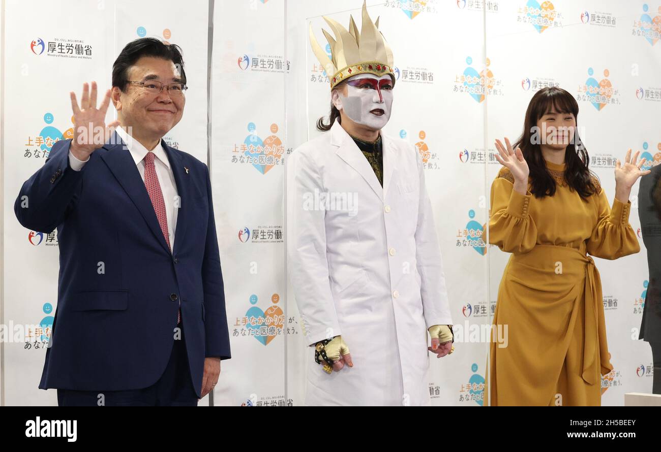 November 8, 2021, Tokyo, Japan - (L-R) Japanese Health, Labor and ...