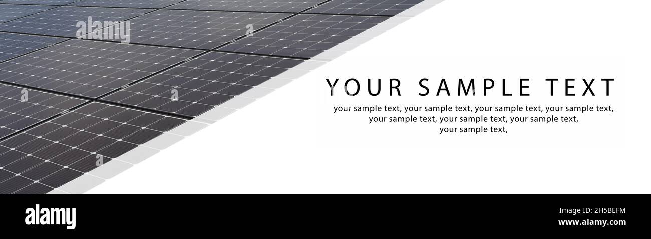 Solar panels at night, concept. Renewable energy, banner with space for ...