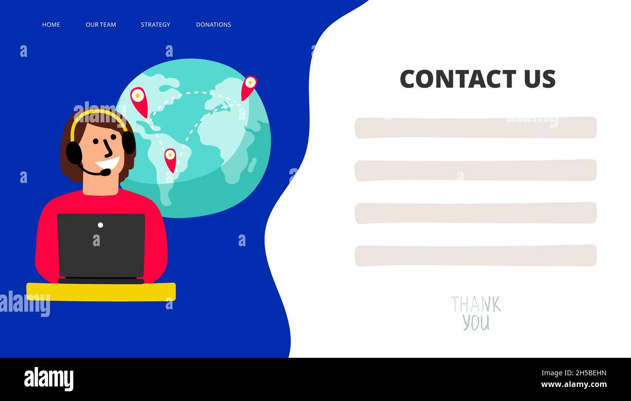 Contact us template. Web support form, call center feedback vector ...