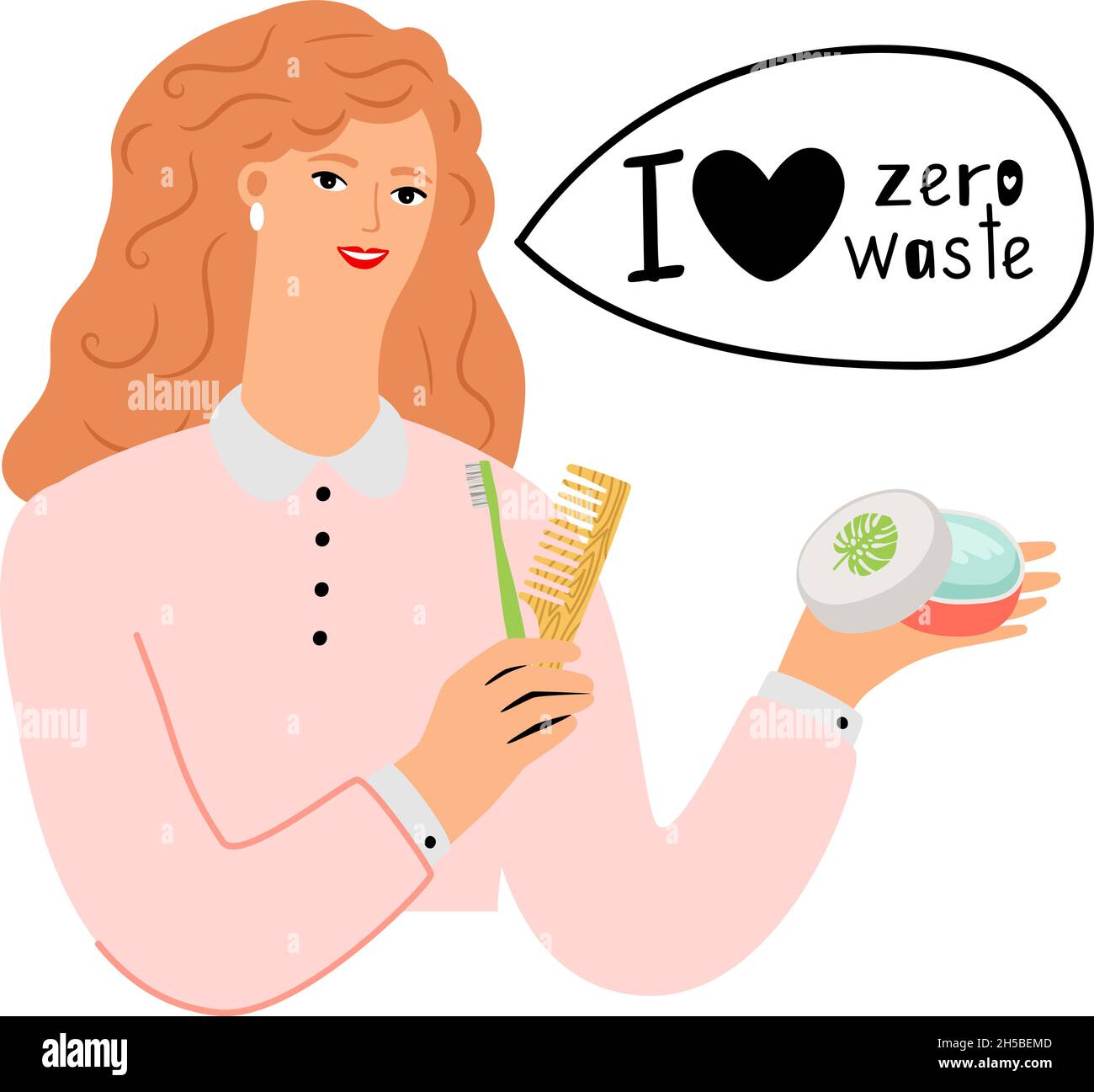 Zero waste concept. Woman with organic cosmetics and natural things ...