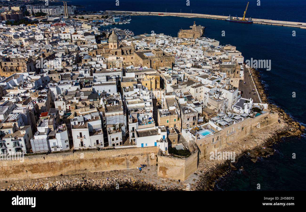 The old town of Monopoli in Italy from above - aerial view Stock Photo ...