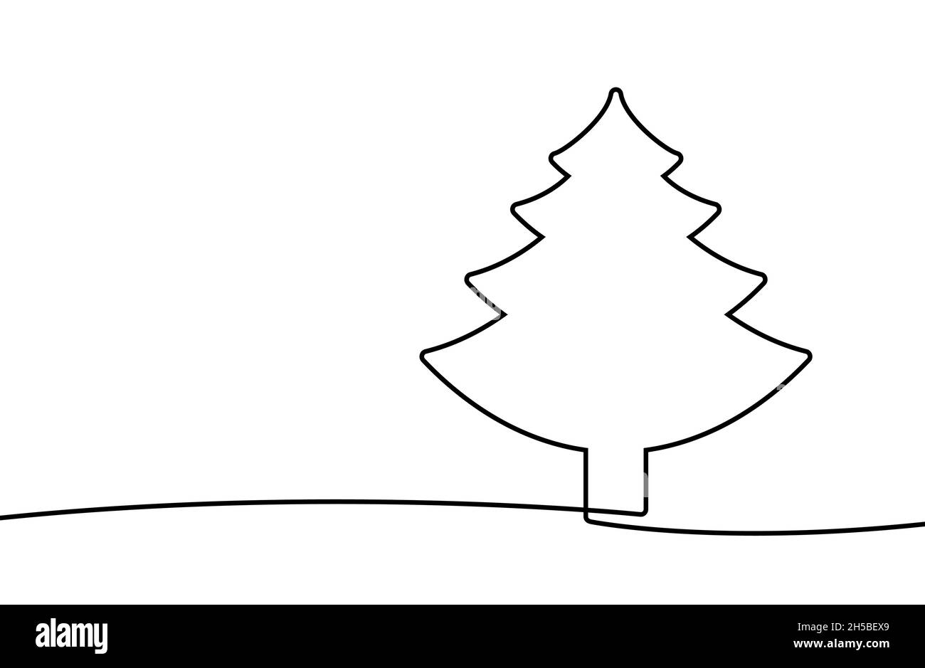 Christmas tree line background. One line drawing background. Continuous ...