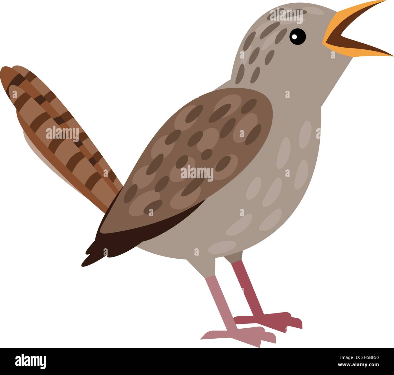 Small grey bird. Cartoon flying character with beak and plumage, winged ...