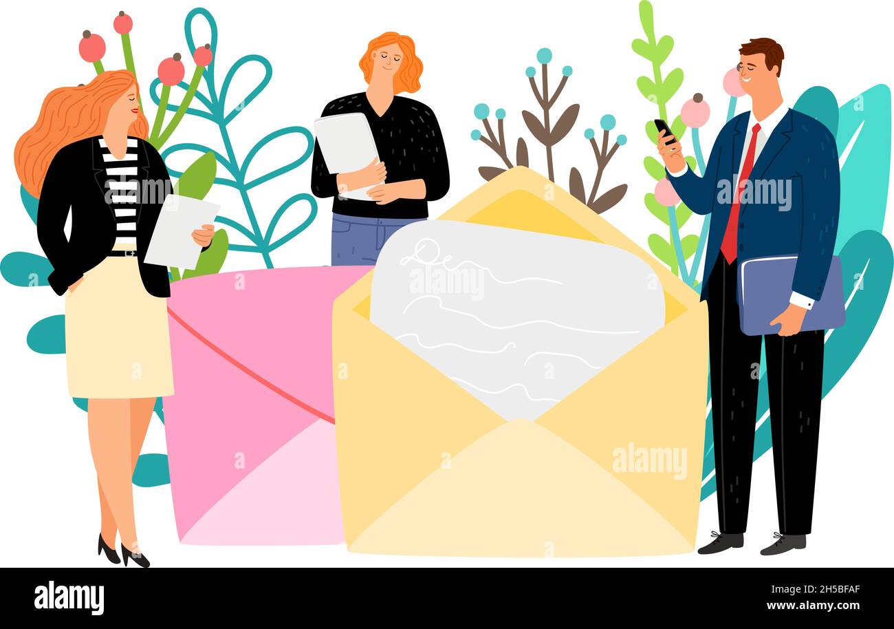 Message concept. Business people send letters. Receiving letter, man ...
