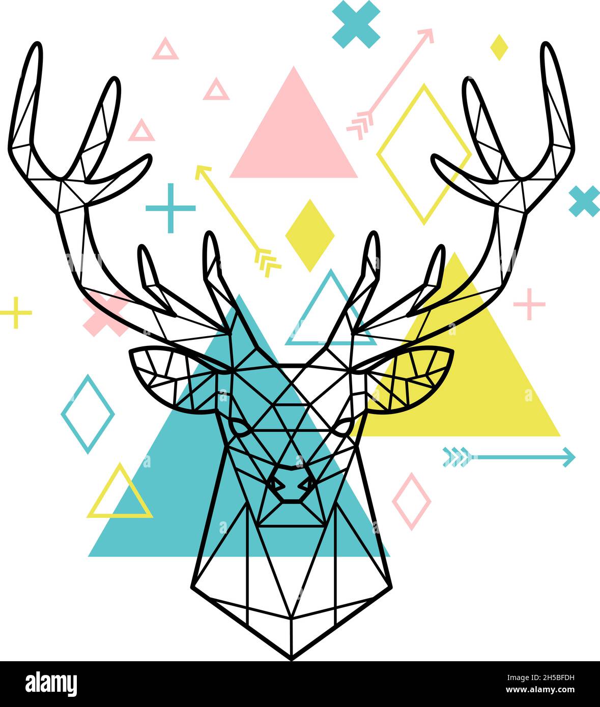 Geometric head of deer. Cartoon artwork of polygonal abstract animal ...