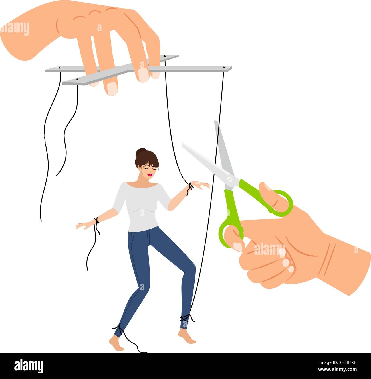 Woman stop manipulation. Girl is freed from toxic manipulations ...