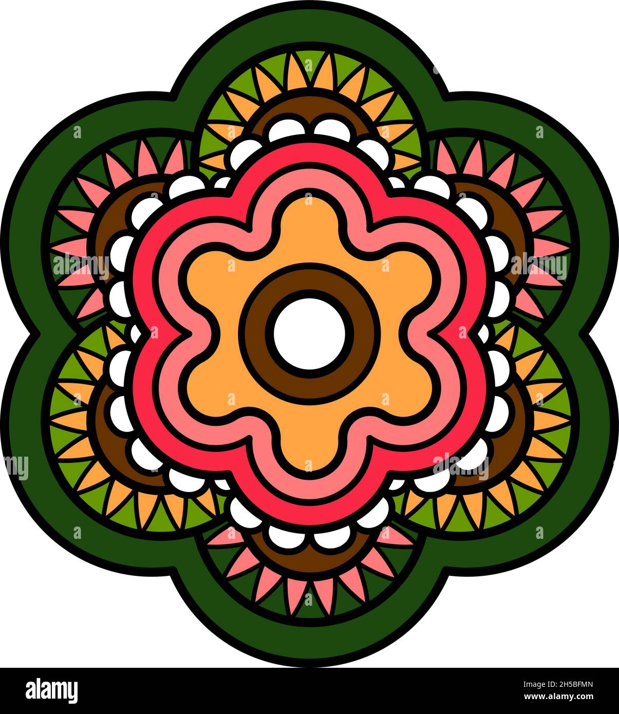 Naive art simple decorative flower floral spring pictogram isolated ...