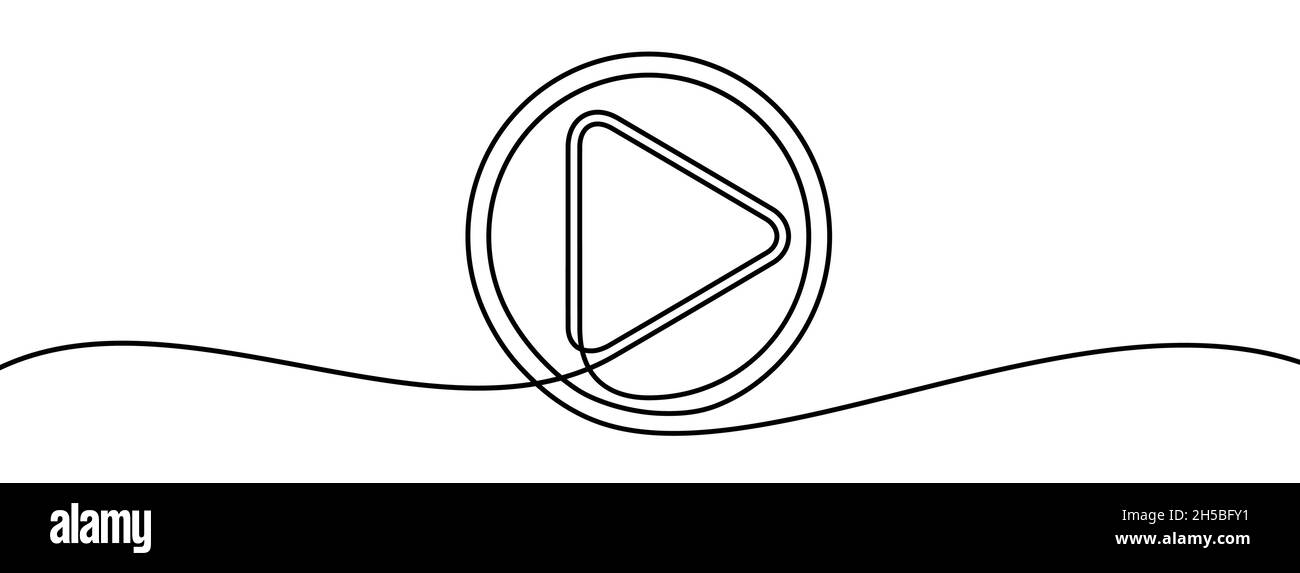 Play button one line background. One continuous line drawing of play ...