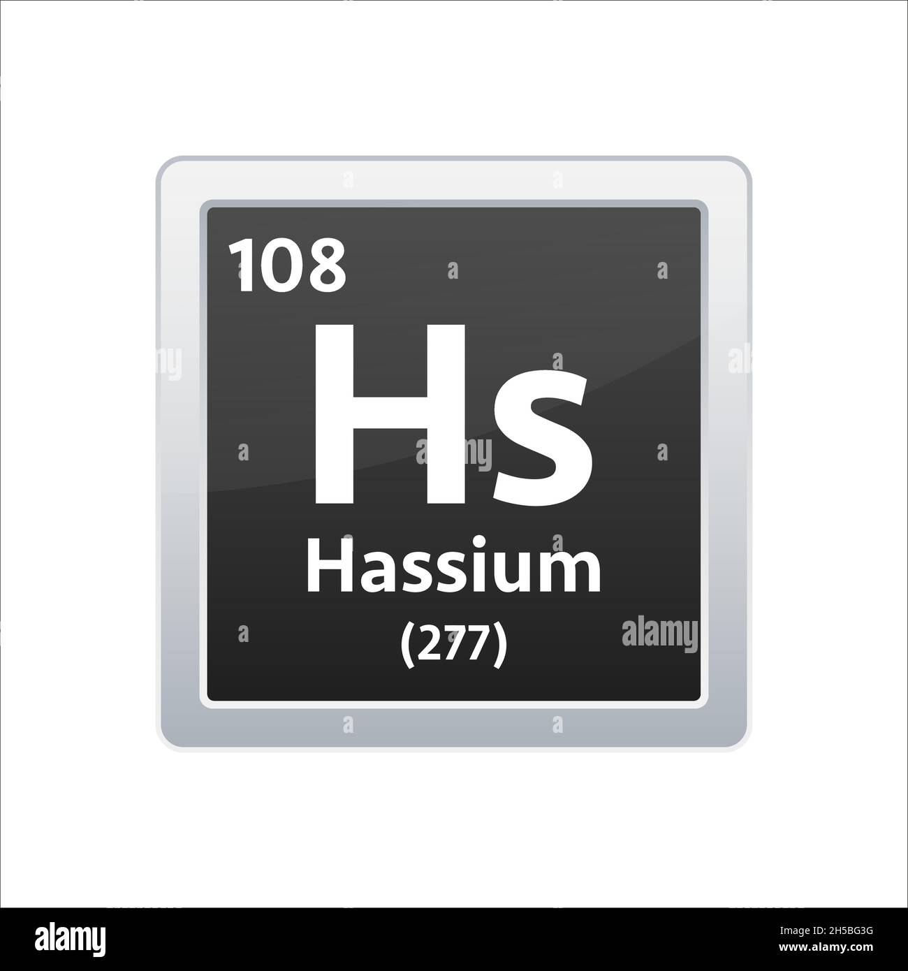 Hassium symbol. Chemical element of the periodic table. Vector stock ...