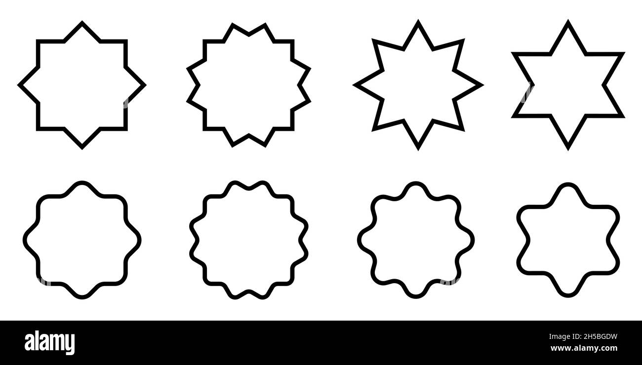 Star icons. Set of linear stars. Flat vector illustration. Black stars ...