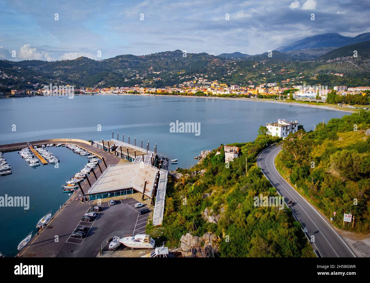 Amazing coastal road at Sapri - the west coast of Italy - aerial view ...