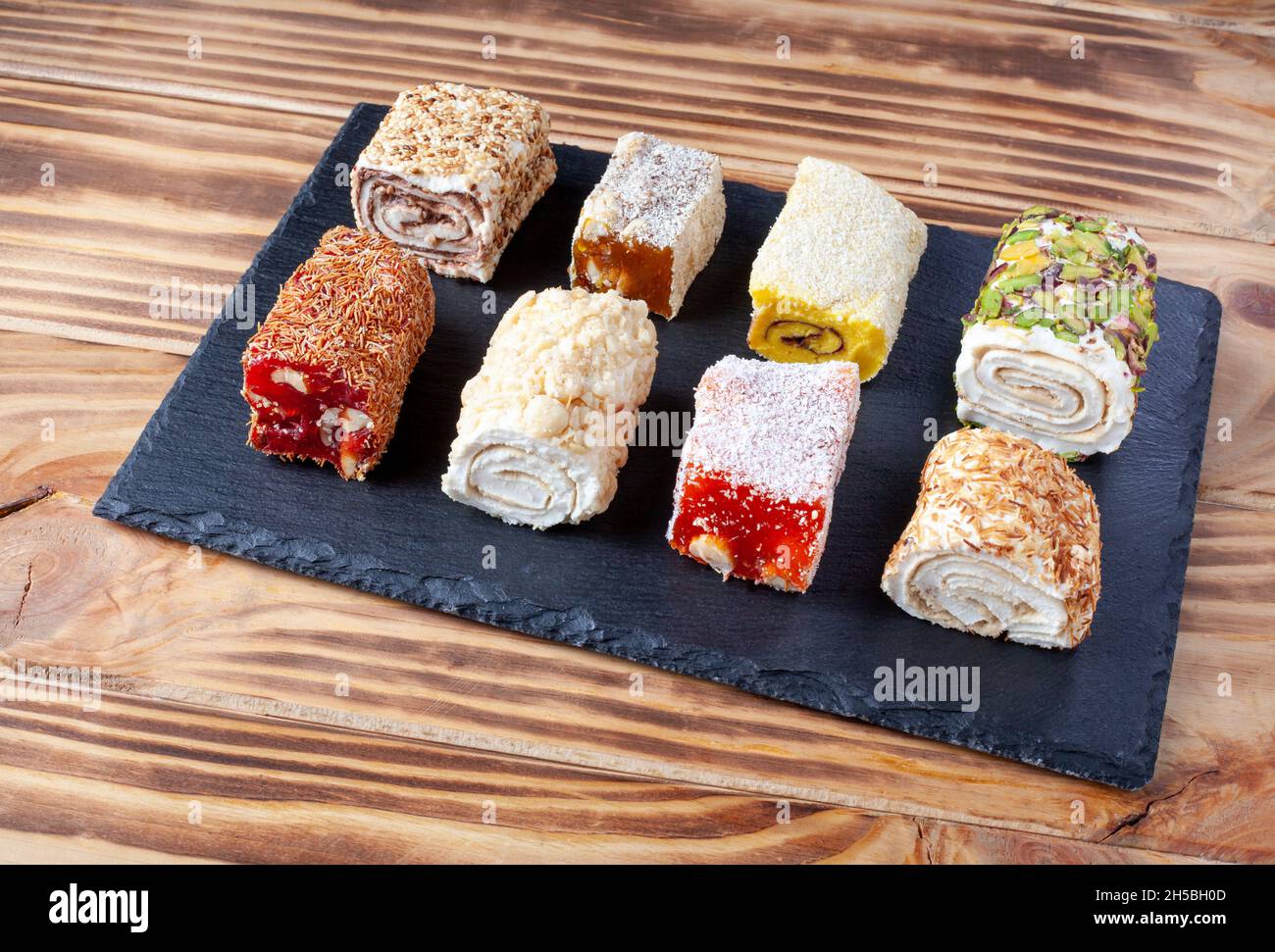 Turkish delight. Set of assorted Turkish delights with various flavors ...