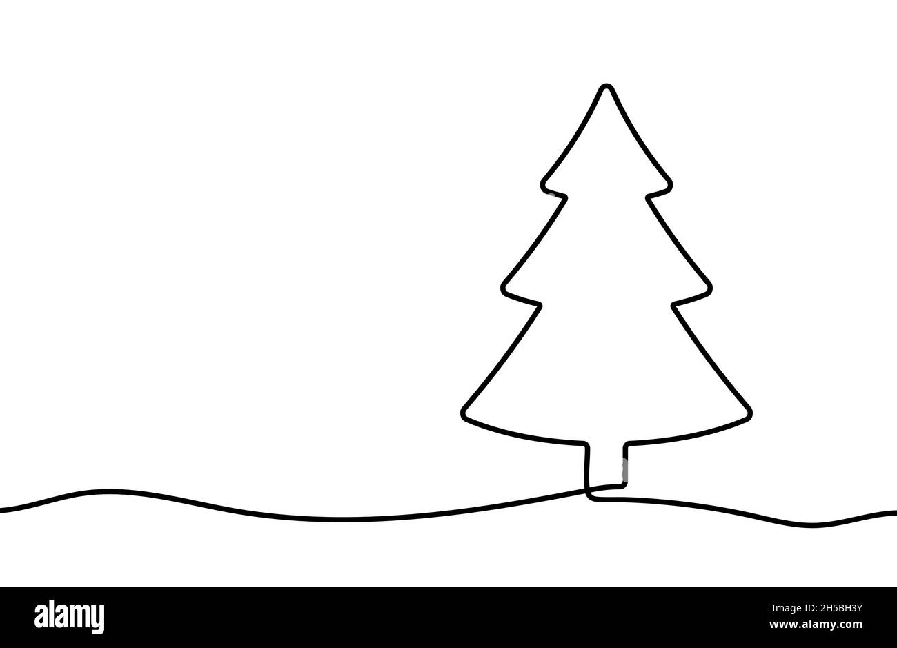 Christmas tree line background. One line drawing background. Continuous ...
