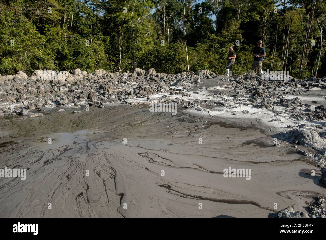 The adventurer's seen walking beside the mud volcano axis which still ...