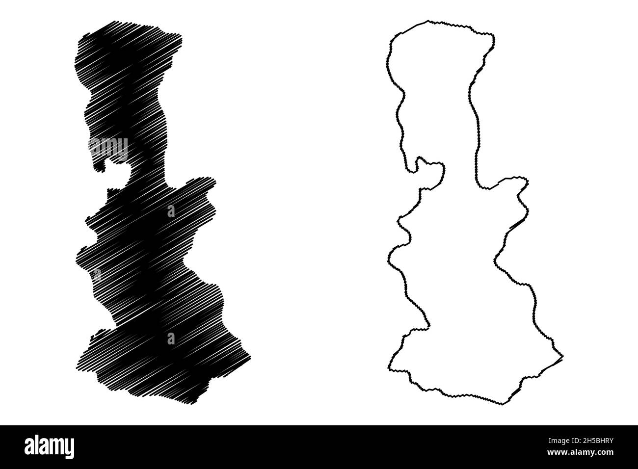 South Sikkim district (Sikkim State, Republic of India) map vector ...