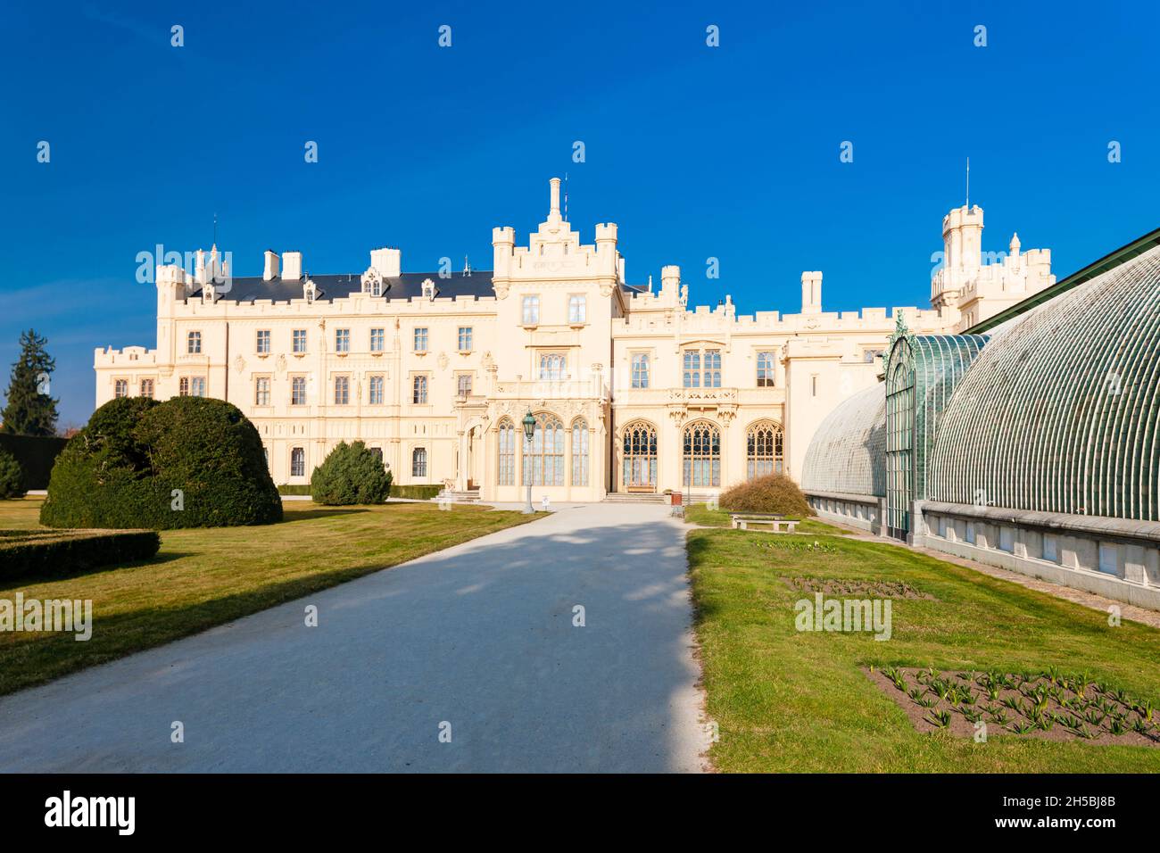 Lednice Castle in Southern Moravia, Unesco site, Czech Republic Stock ...