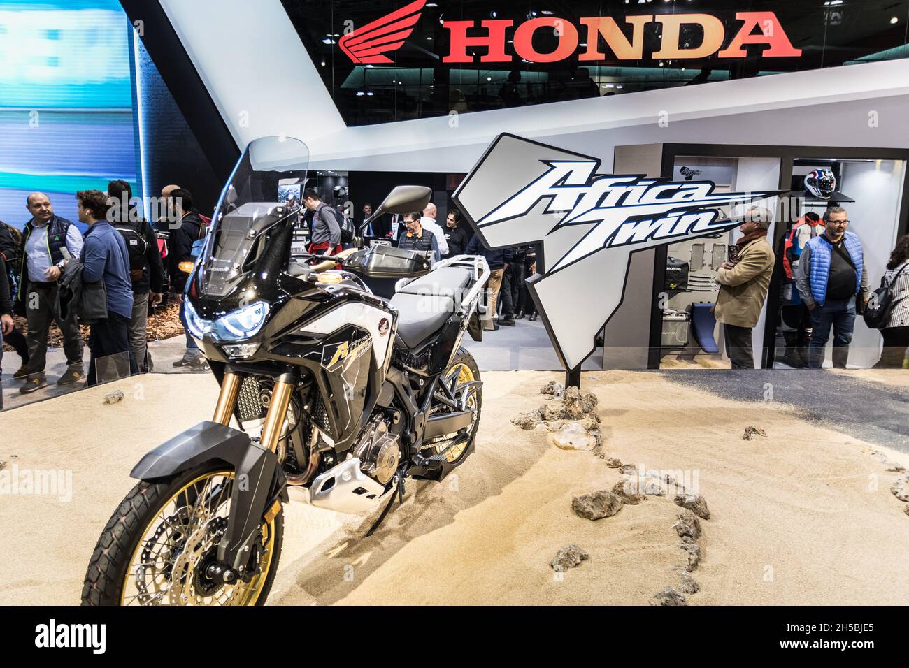 MILAN, ITALY - Oct 13, 2021: Different motorcycles on display at the ...