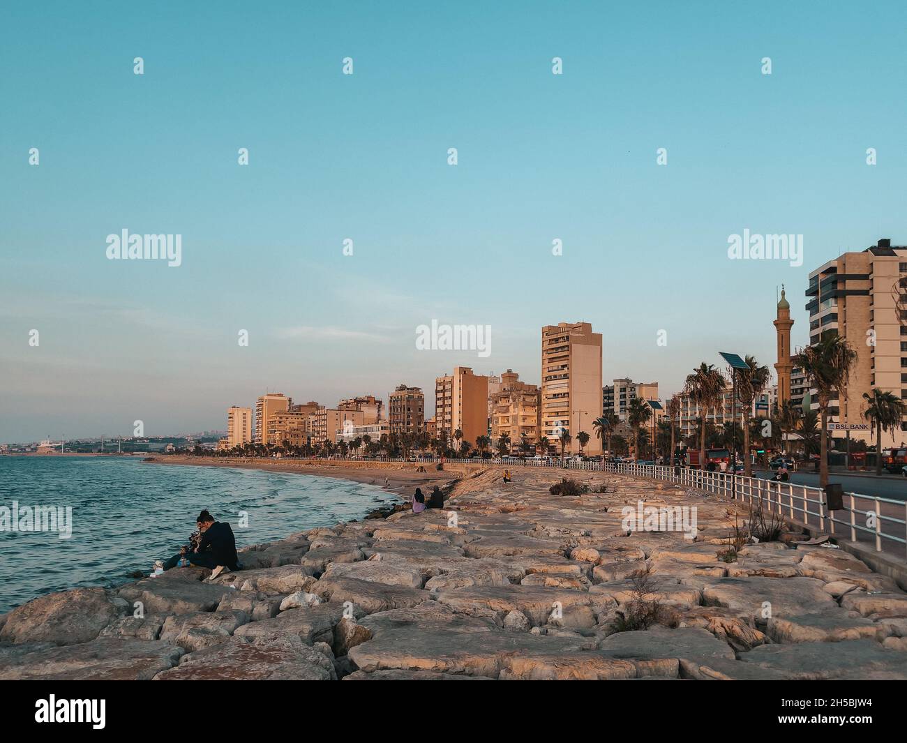 Sidon sea at sunset. The city of Sidon in Lebanon. Sidon Sea Castle ...