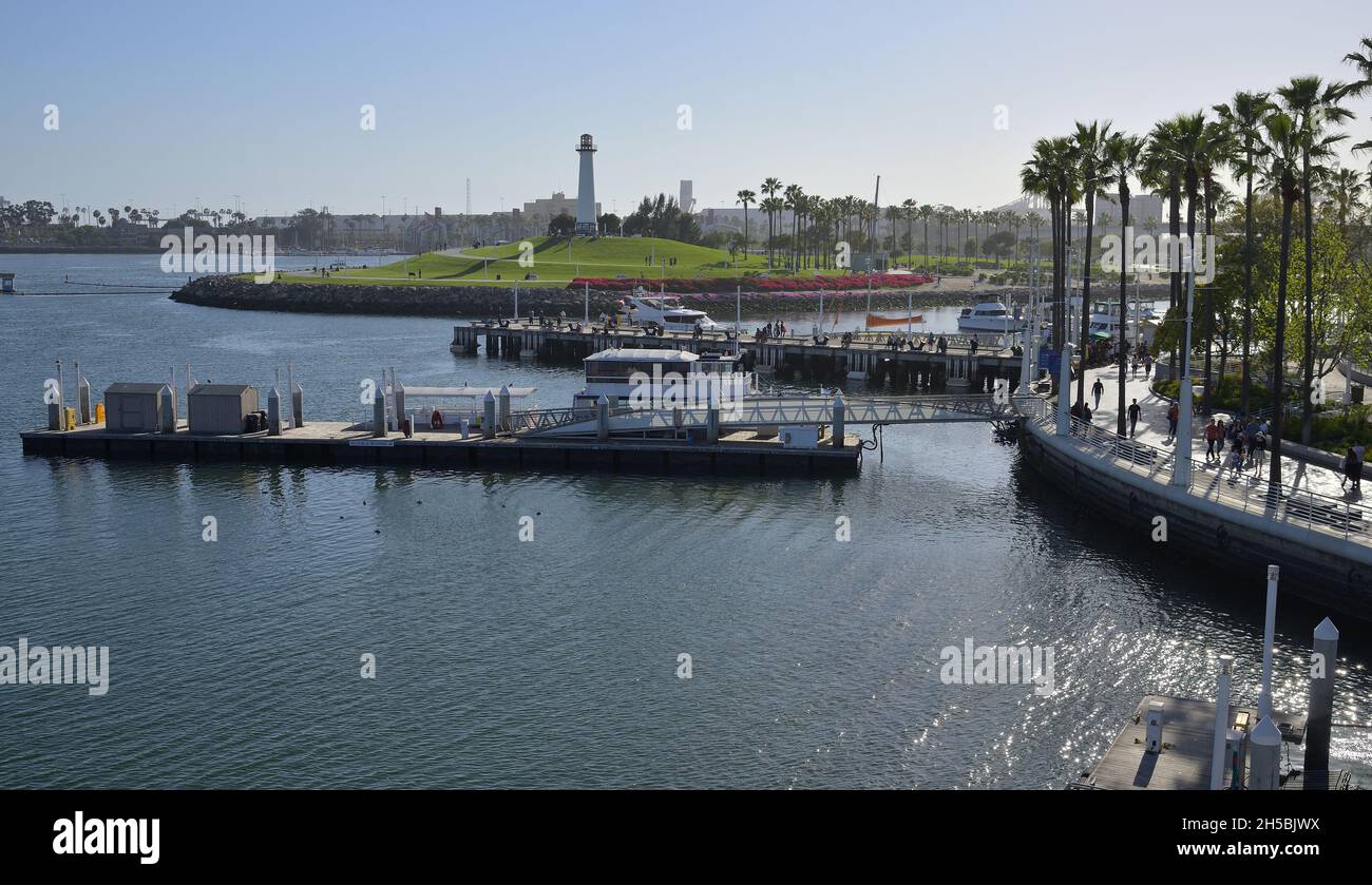 A sunny spring afternoon at the Shoreline Village and Marina, Long ...