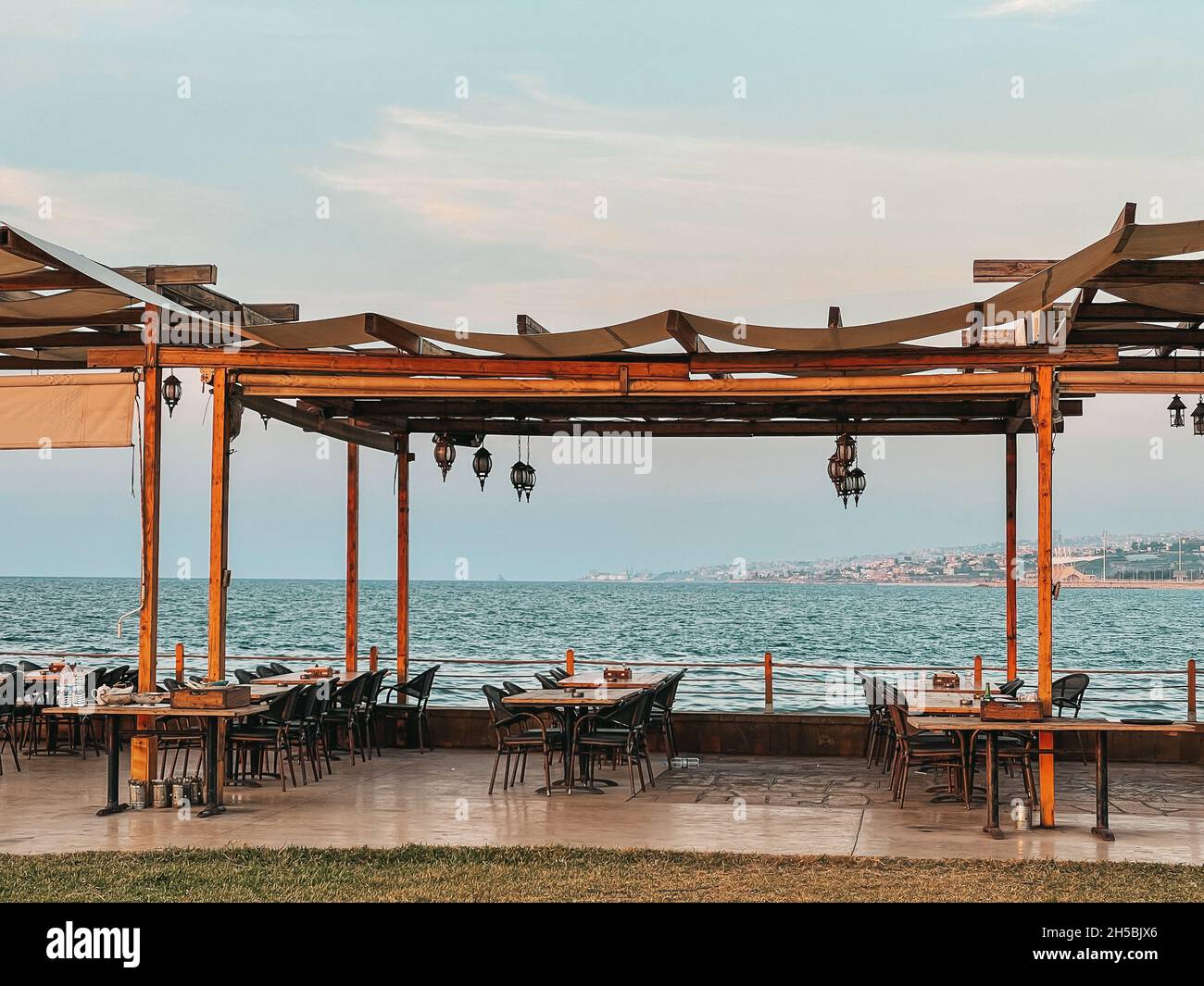 Sidon sea at sunset. The city of Sidon in Lebanon. Sidon Sea Castle ...