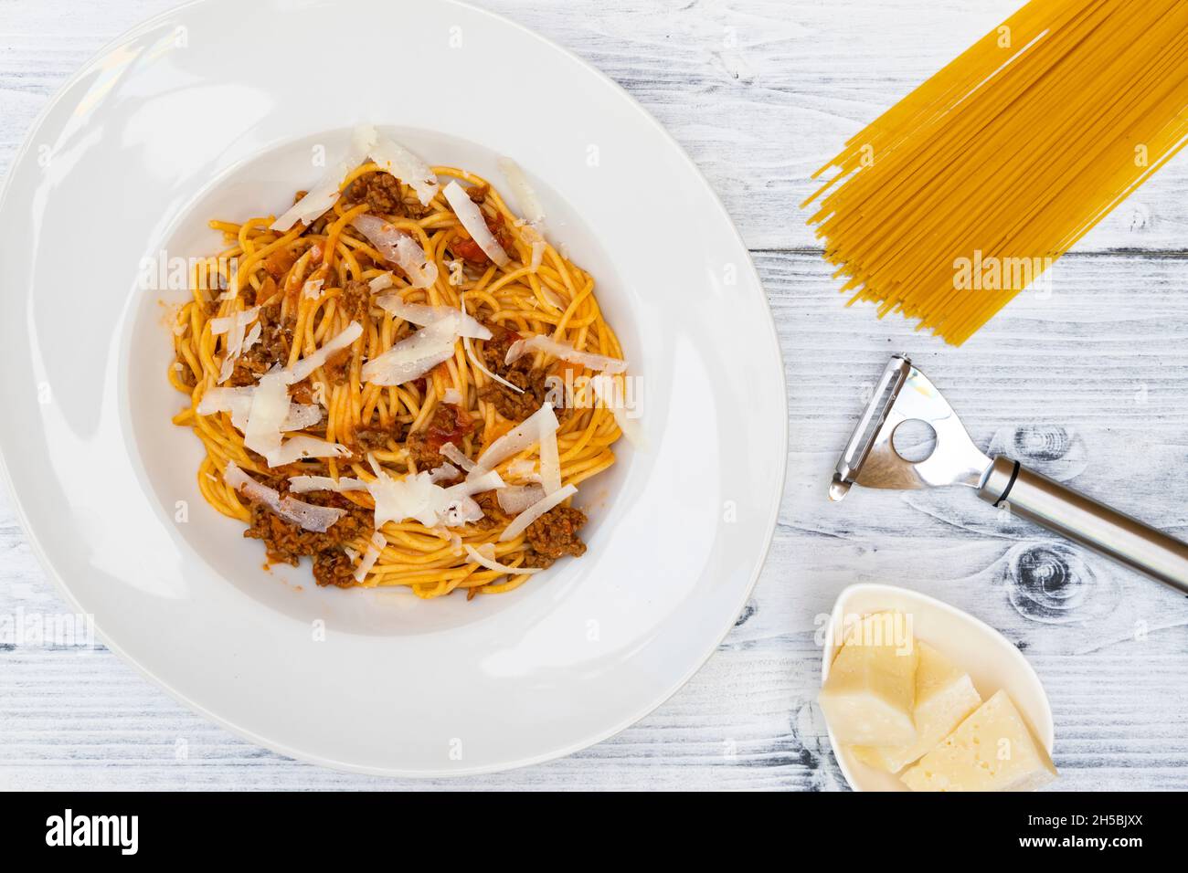 still life with spaghetti bolognese Stock Photo - Alamy