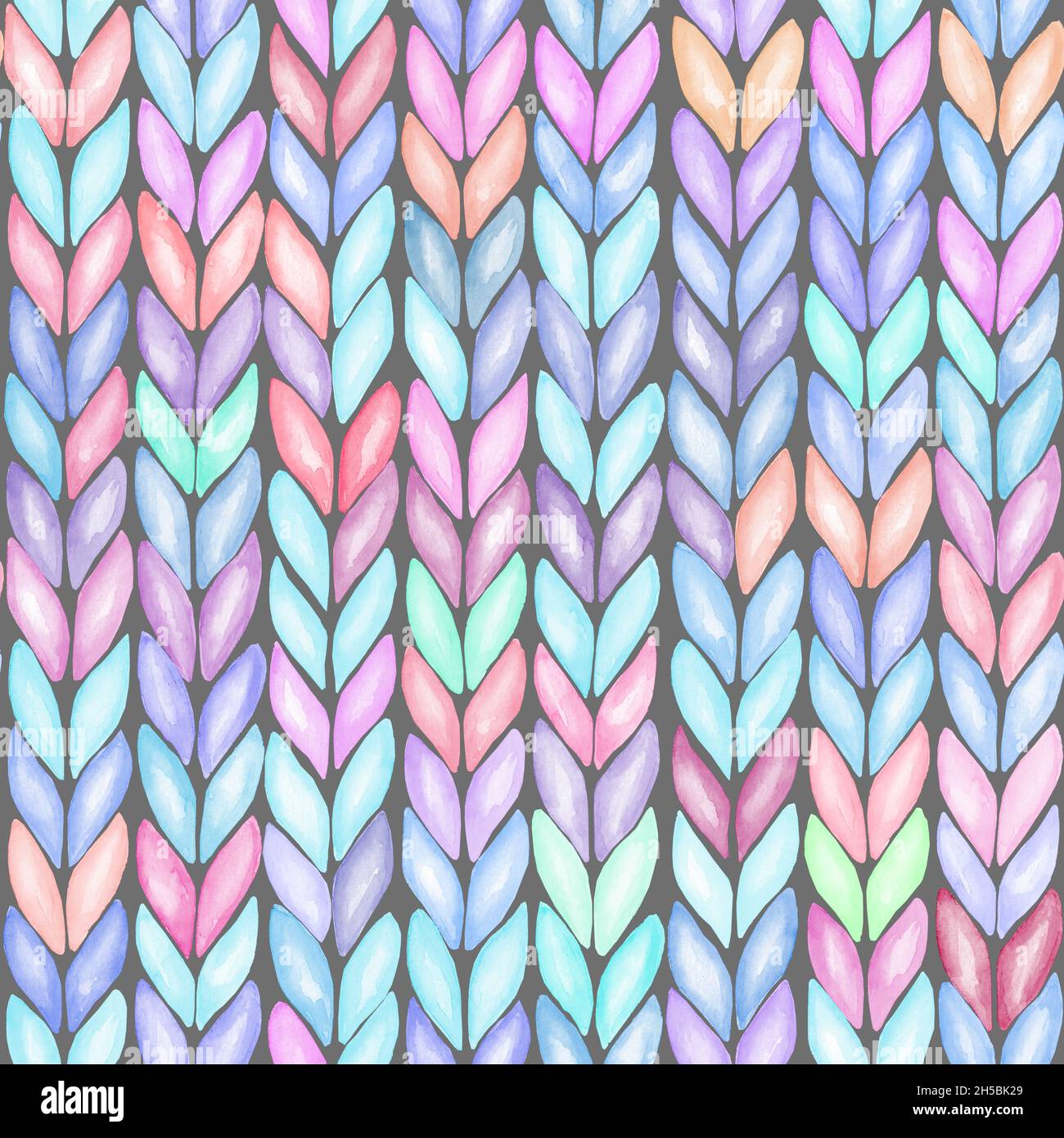 Multicolor realistic knitted seamless pattern. Watercolor hand paint knit texture background ...