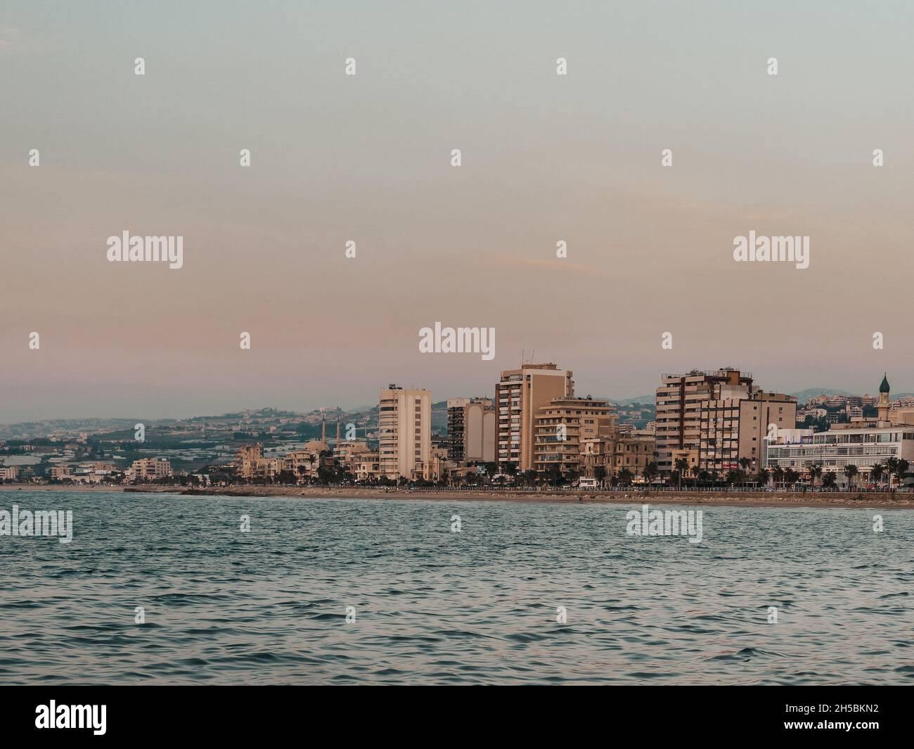 Sidon sea at sunset. The city of Sidon in Lebanon. Sidon Sea Castle ...