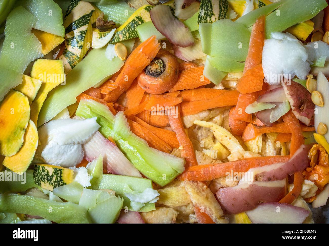 Closeup shot of organic waste for composting with fruit and vegetable ...