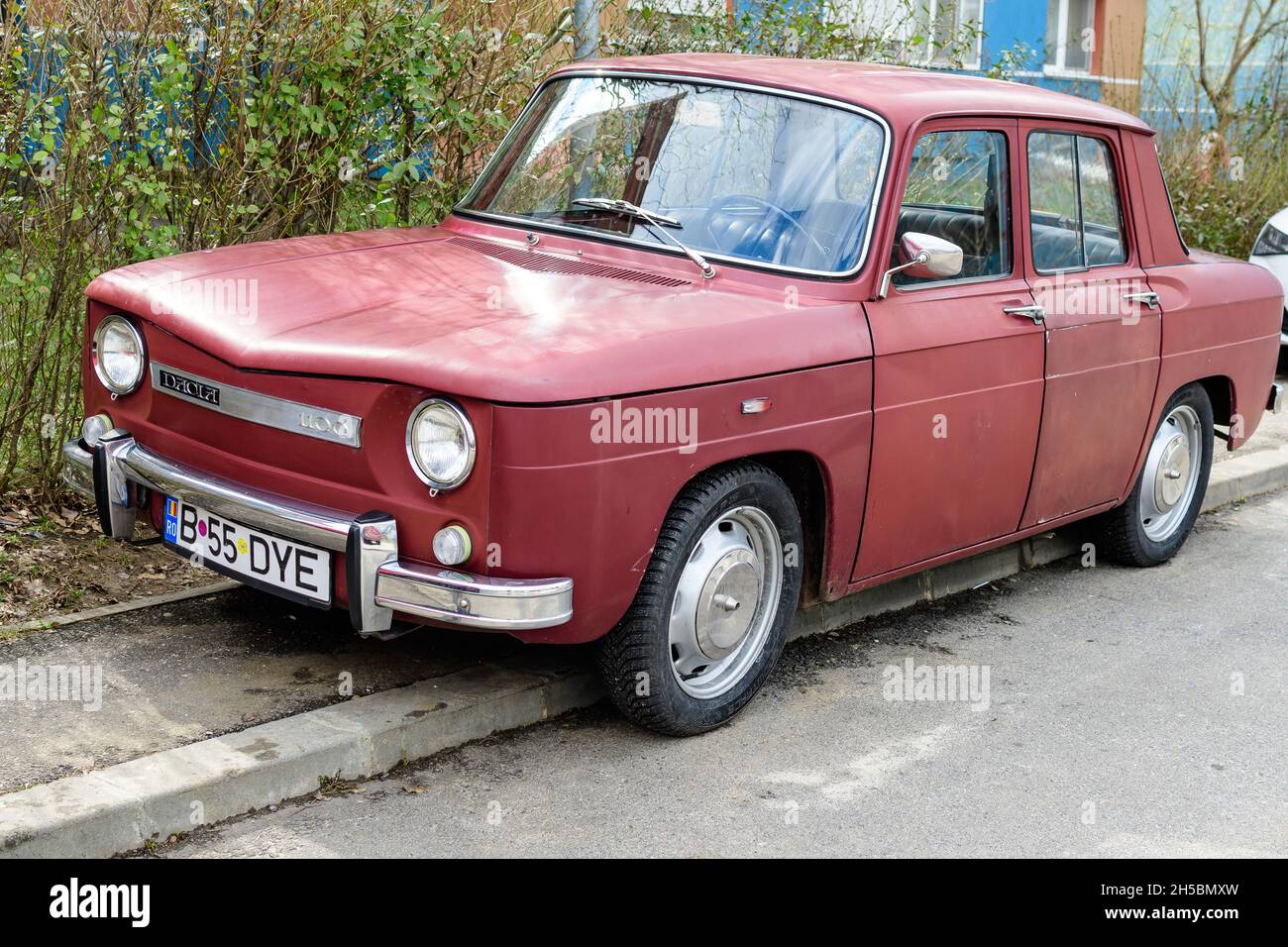 Bucharest, Romania, 19 March 2021 Old retro dark red Romanian Dacia ...