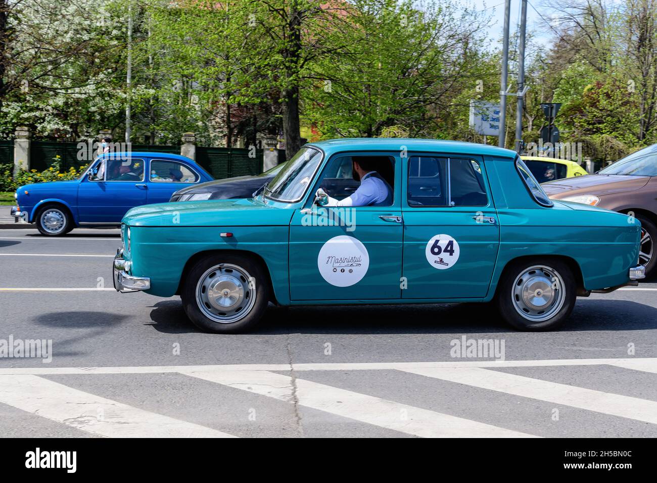 Bucharest, Romania, 24 April 2021 Old retro vivid blue turquoise ...