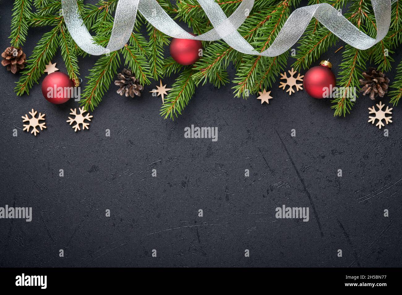Christmas Decoration. Holiday Decorations with baubles, fir branches ...