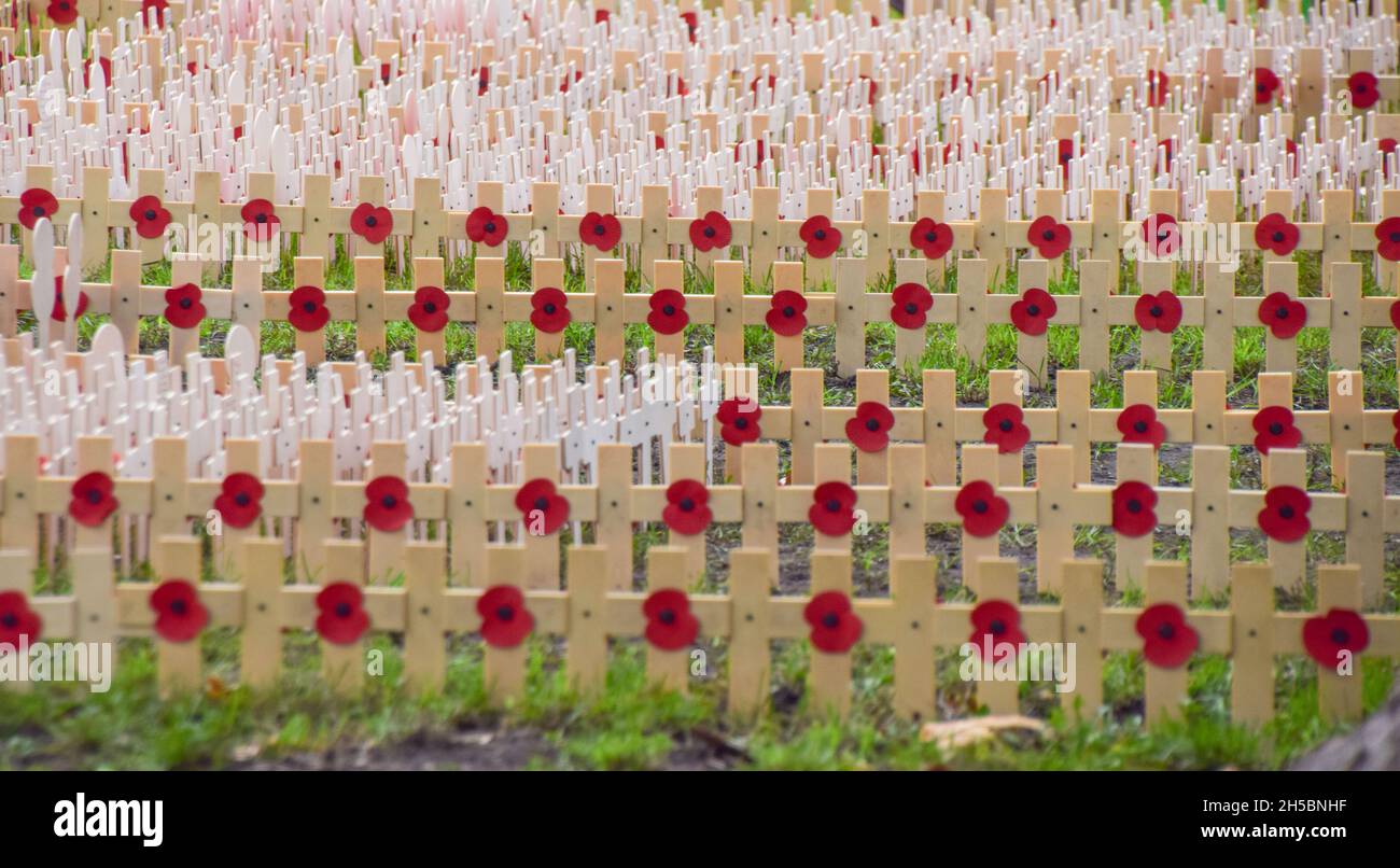 London, UK. 8th November 2021. Tributes to members of the armed forces ...