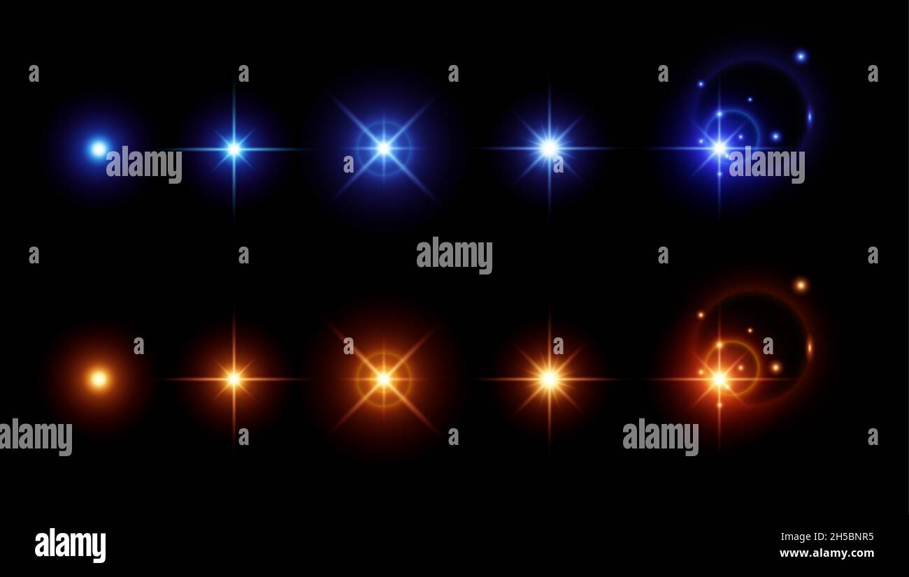 Vector glowing light effects set. Stars bursts with sparkles elements ...