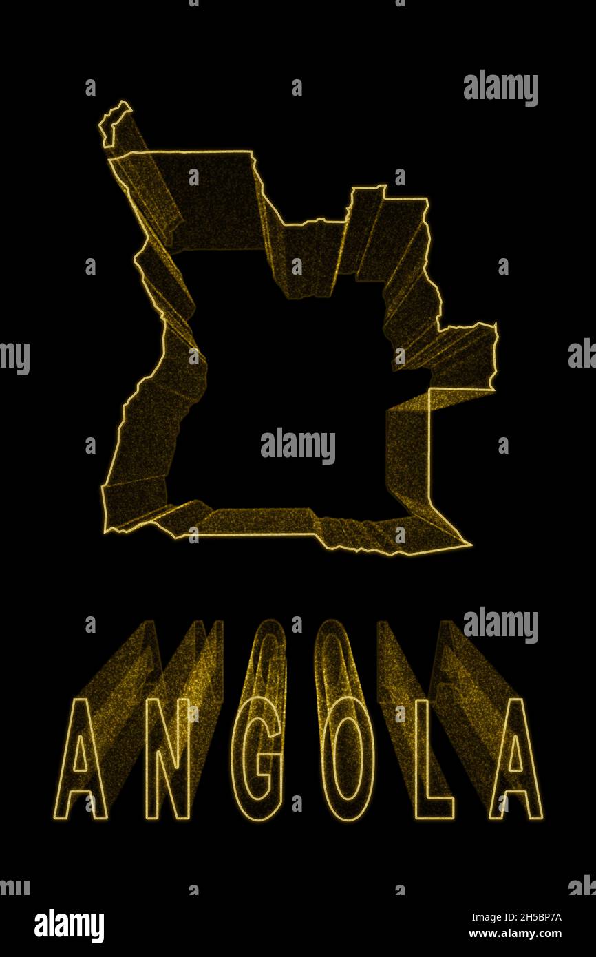 Map of Angola, Gold Map On Black Background, Gold effect Stock Photo ...