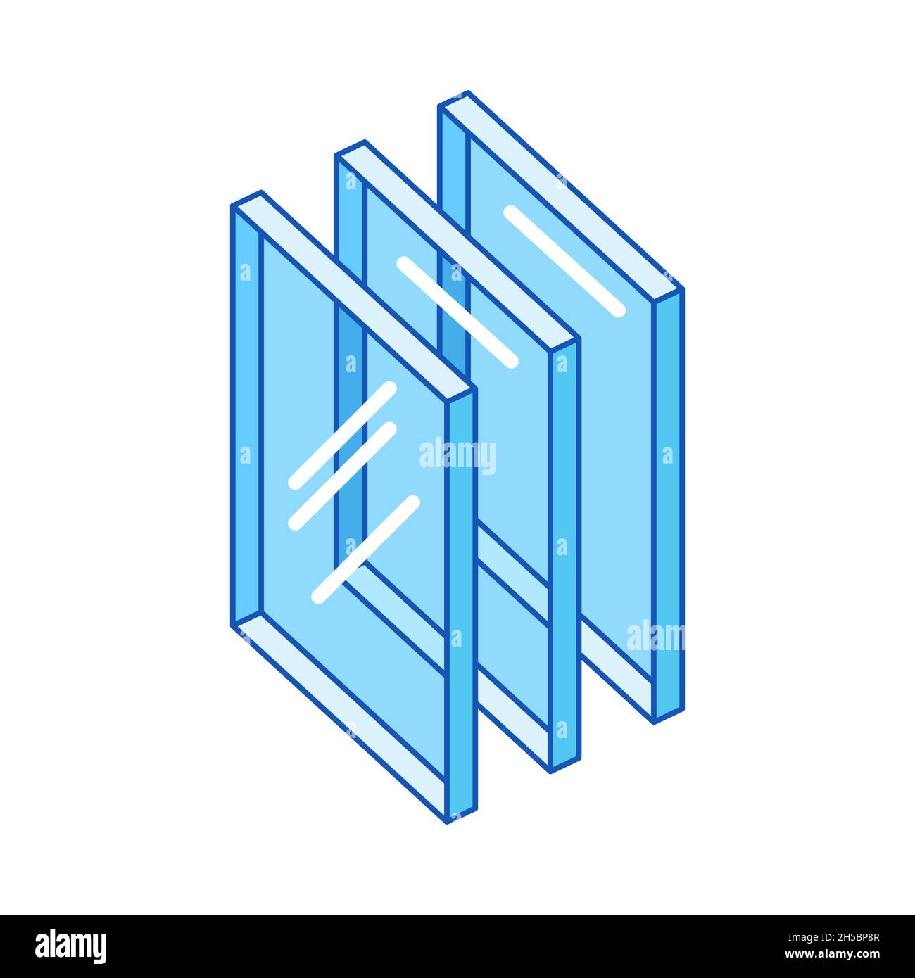 Illustration of glass layers. Cross section double glazed window Stock ...
