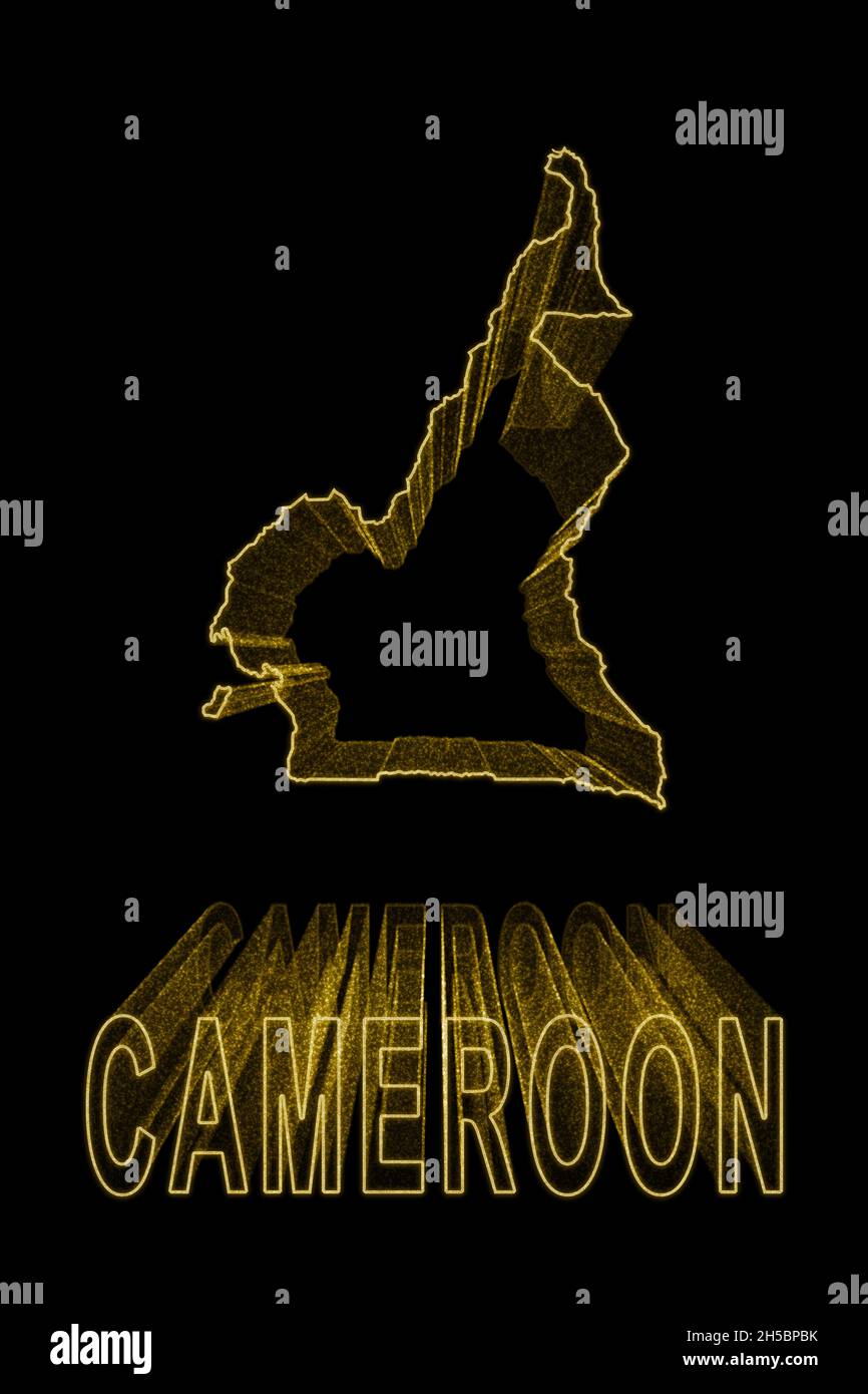Map of Cameroon, Gold Map On Black Background, Gold effect Stock Photo ...