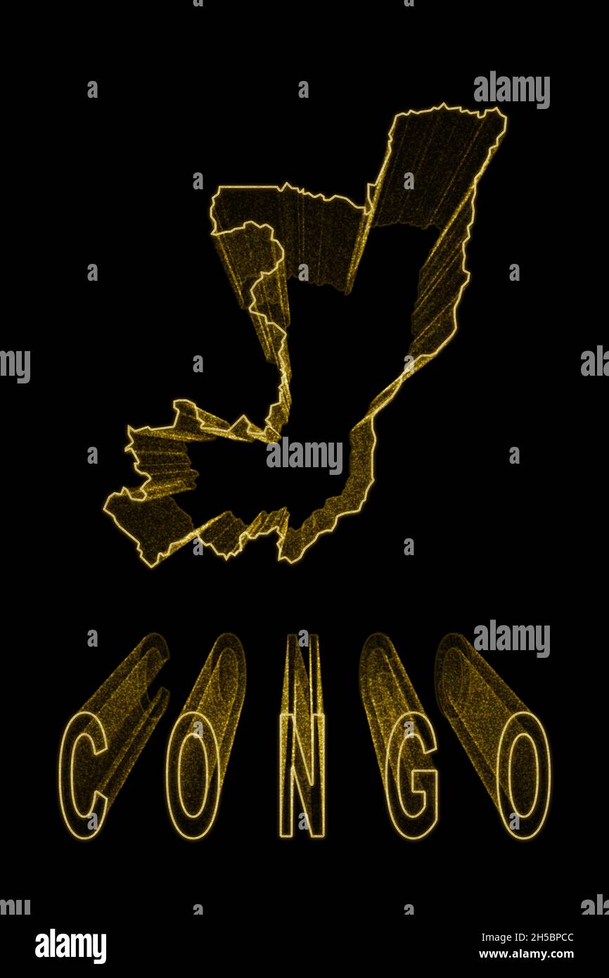 Map of Congo, Gold Map On Black Background, Gold effect Stock Photo - Alamy