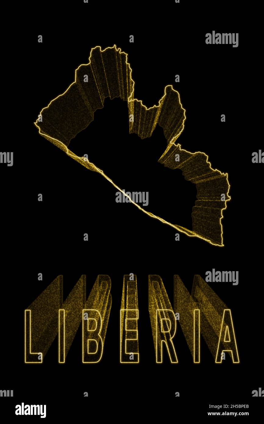 Map of Liberia, Gold Map On Black Background, Gold effect Stock Photo ...
