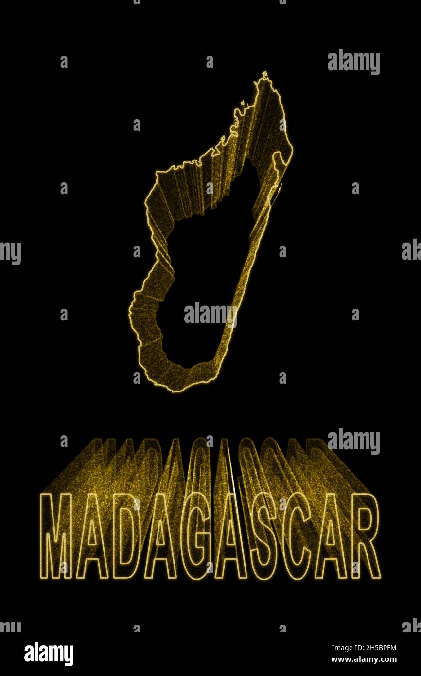 Map of Madagascar, Gold Map On Black Background, Gold effect Stock ...