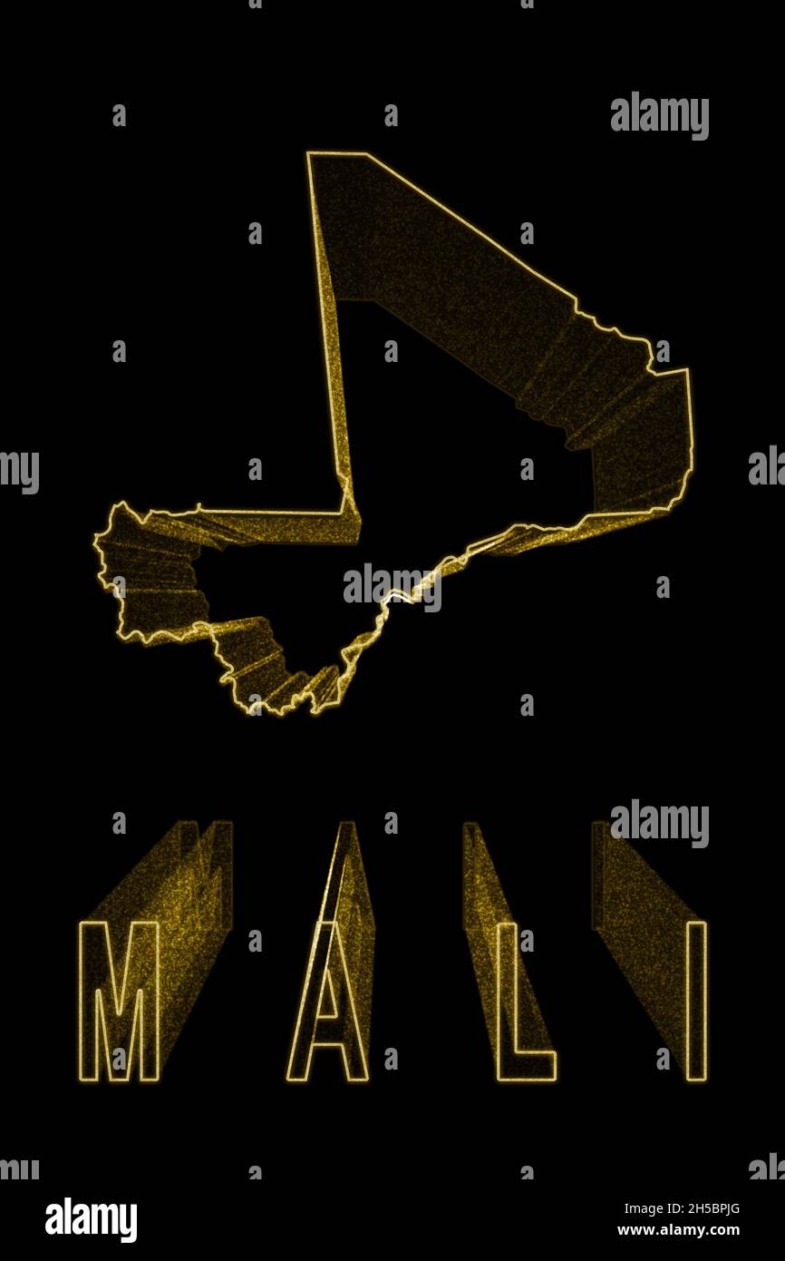 Map of Mali, Gold Map On Black Background, Gold effect Stock Photo - Alamy