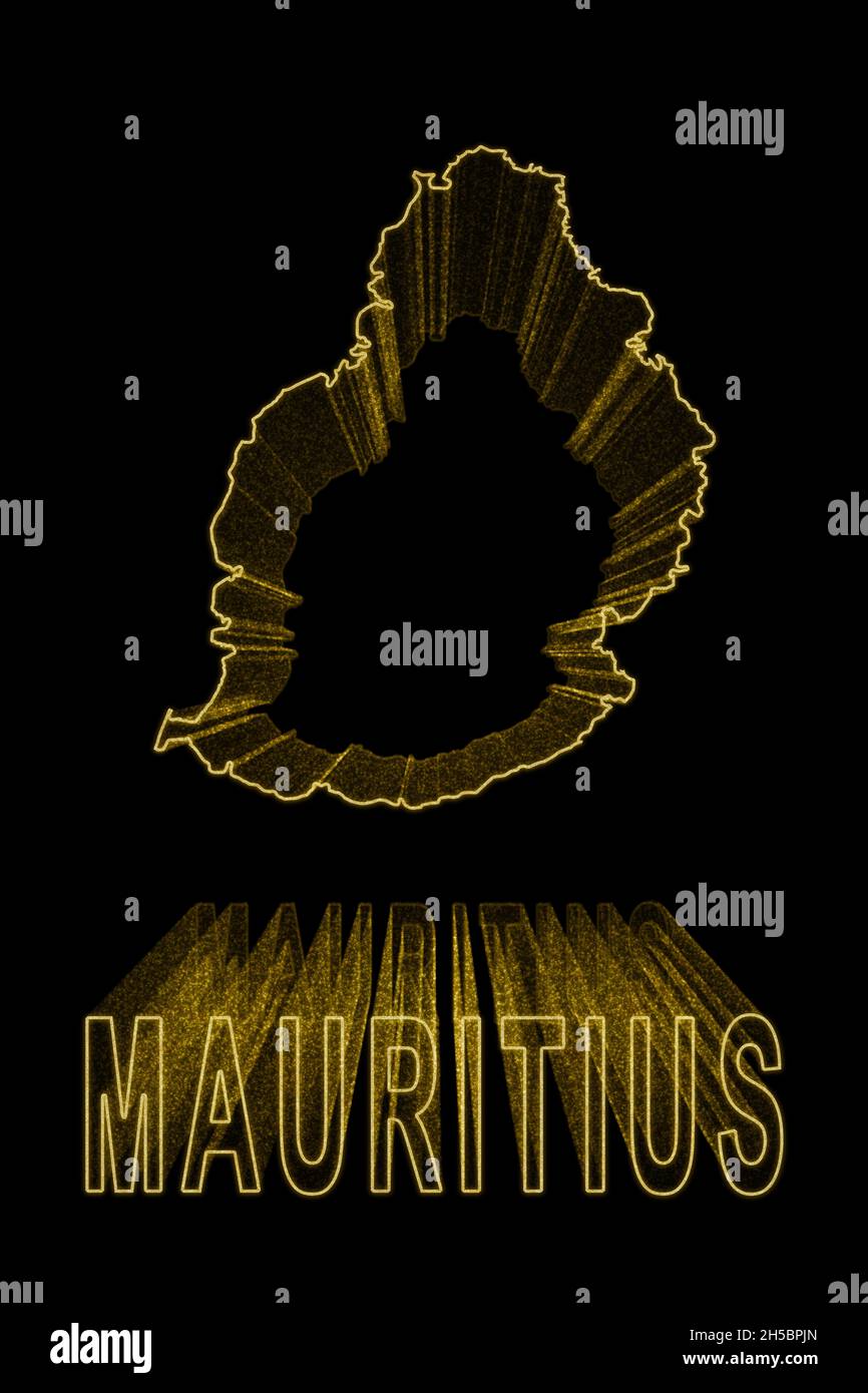 Map of Mauritius, Gold Map On Black Background, Gold effect Stock Photo ...