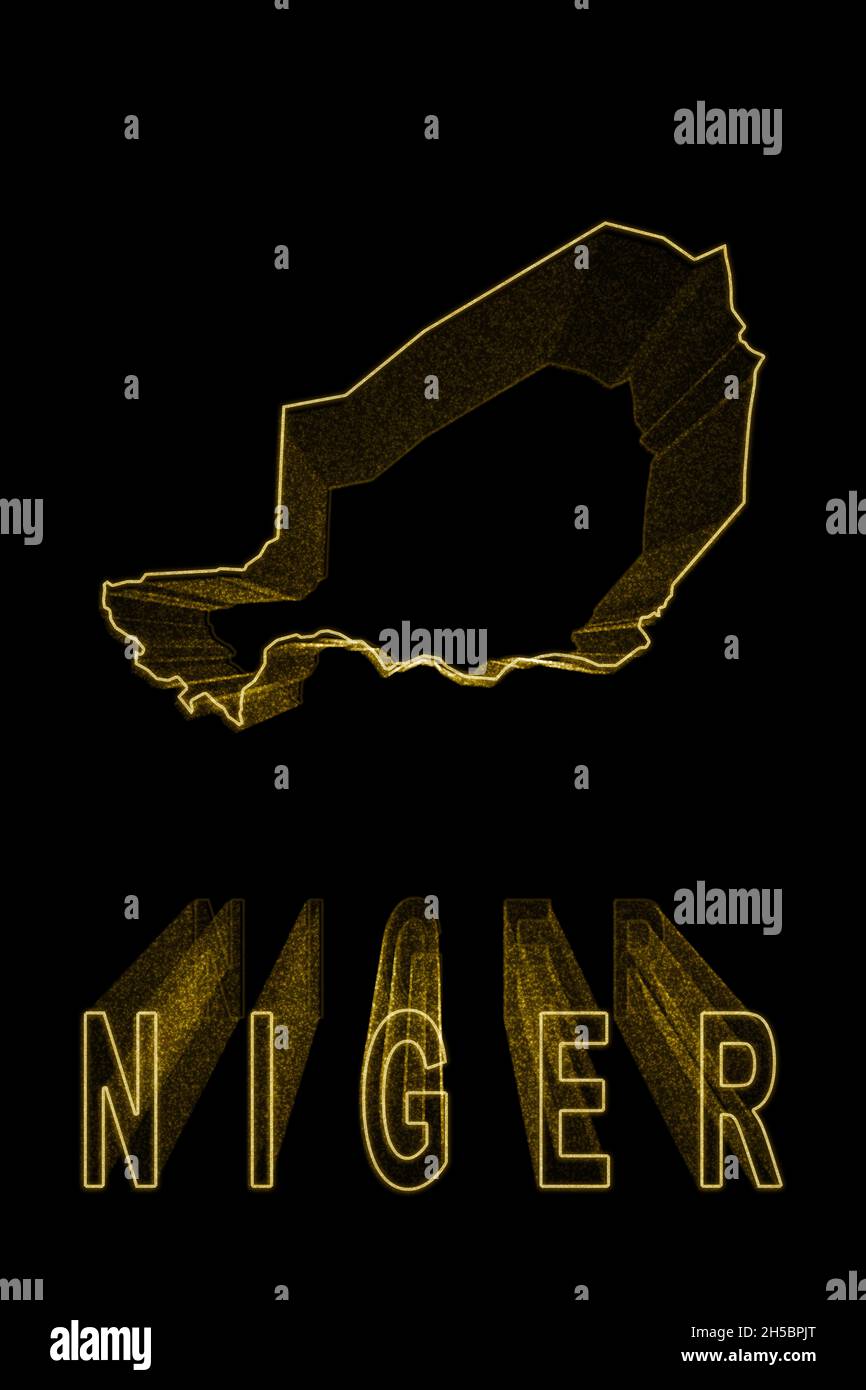 Map of Niger, Gold Map On Black Background, Gold effect Stock Photo - Alamy