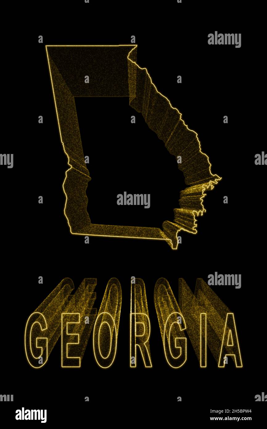 Map of Georgia, Gold Map On Black Background, Gold effect Stock Photo ...
