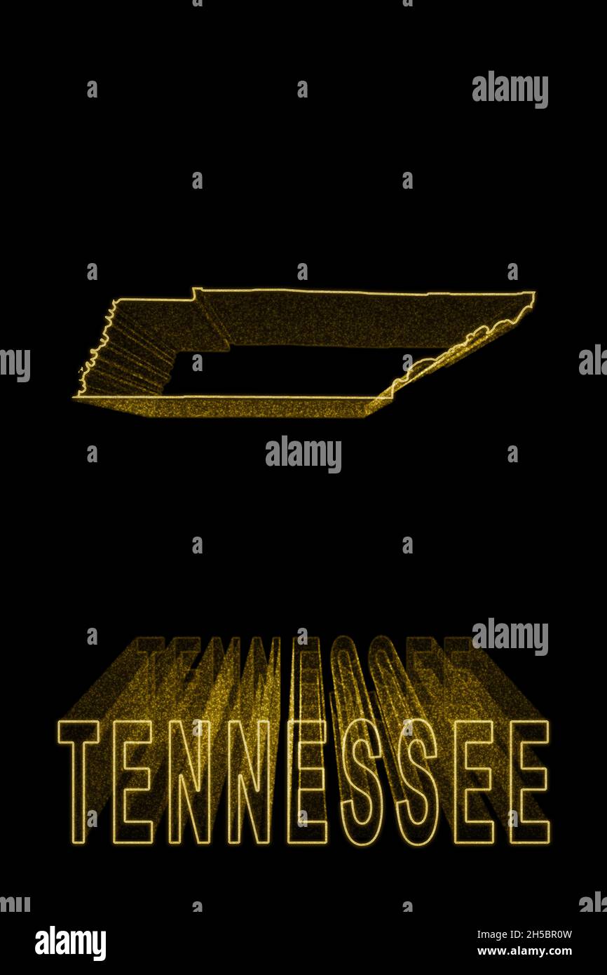 Map of Tennessee, Gold Map On Black Background, Gold effect Stock Photo ...