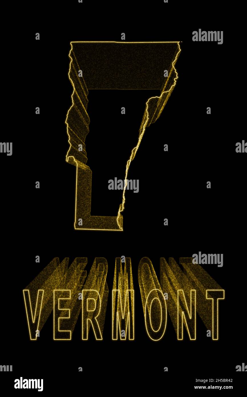 Map of Vermont, Gold Map On Black Background, Gold effect Stock Photo ...