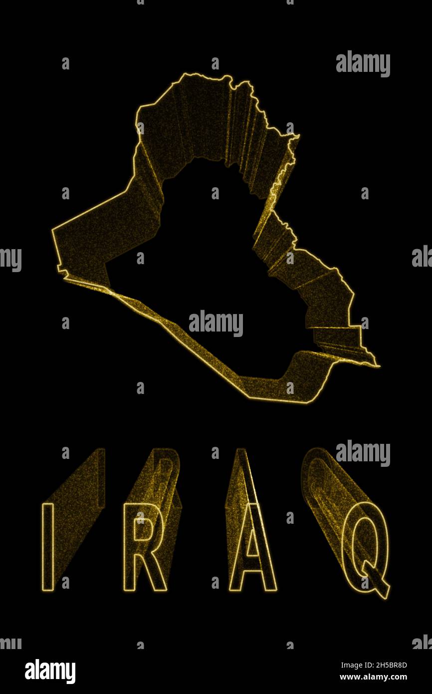 Map of Iraq, Gold Map On Black Background, Gold effect Stock Photo - Alamy