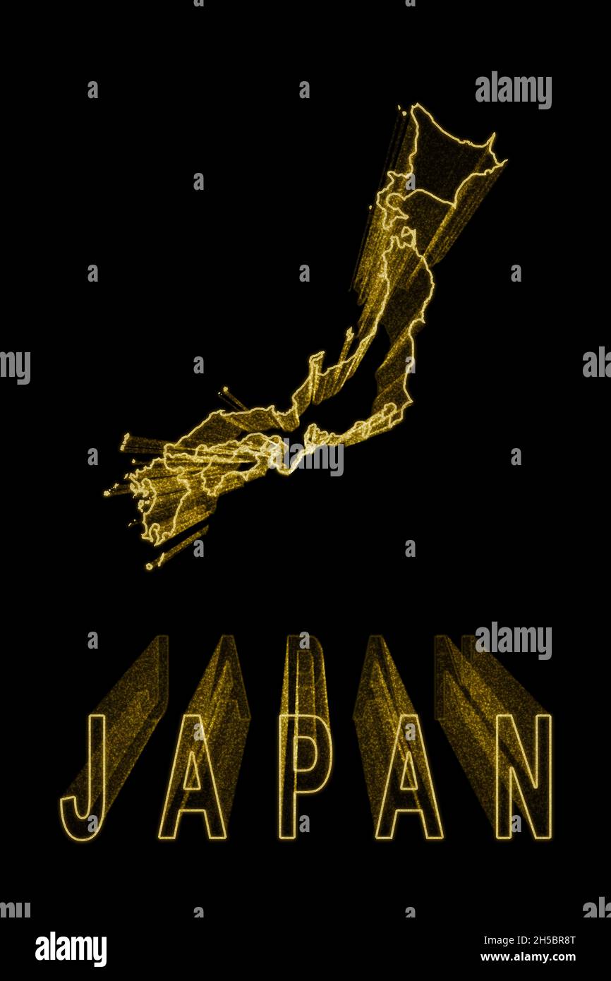 Map of Japan, Gold Map On Black Background, Gold effect Stock Photo - Alamy